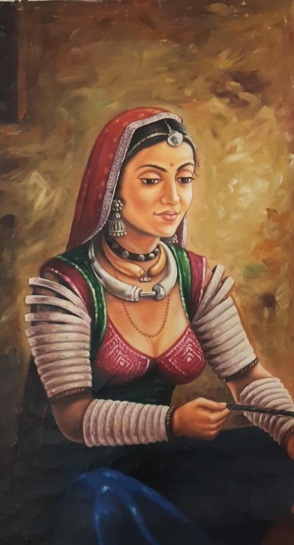 Canvas Oil Painting of Village Rural Lady Churning the - Etsy