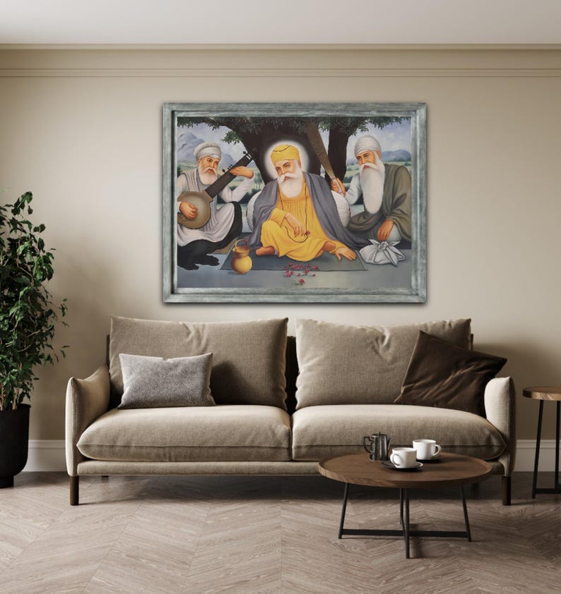 Guru Nanak Dev Ji Oil Painting on Canvas: Sikh Art (36x48 Inch) - Etsy ...