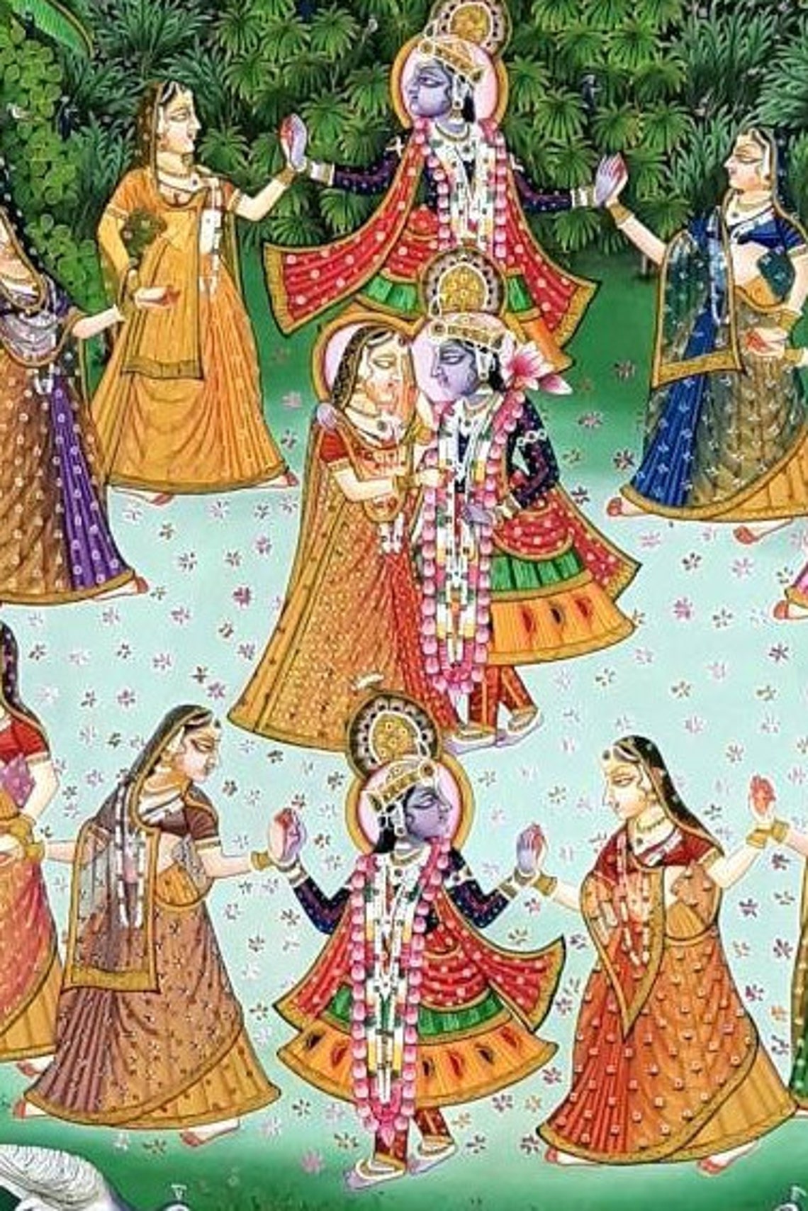Hand Painted Radha Krishna Raas Leela Pichwai Painting - Etsy