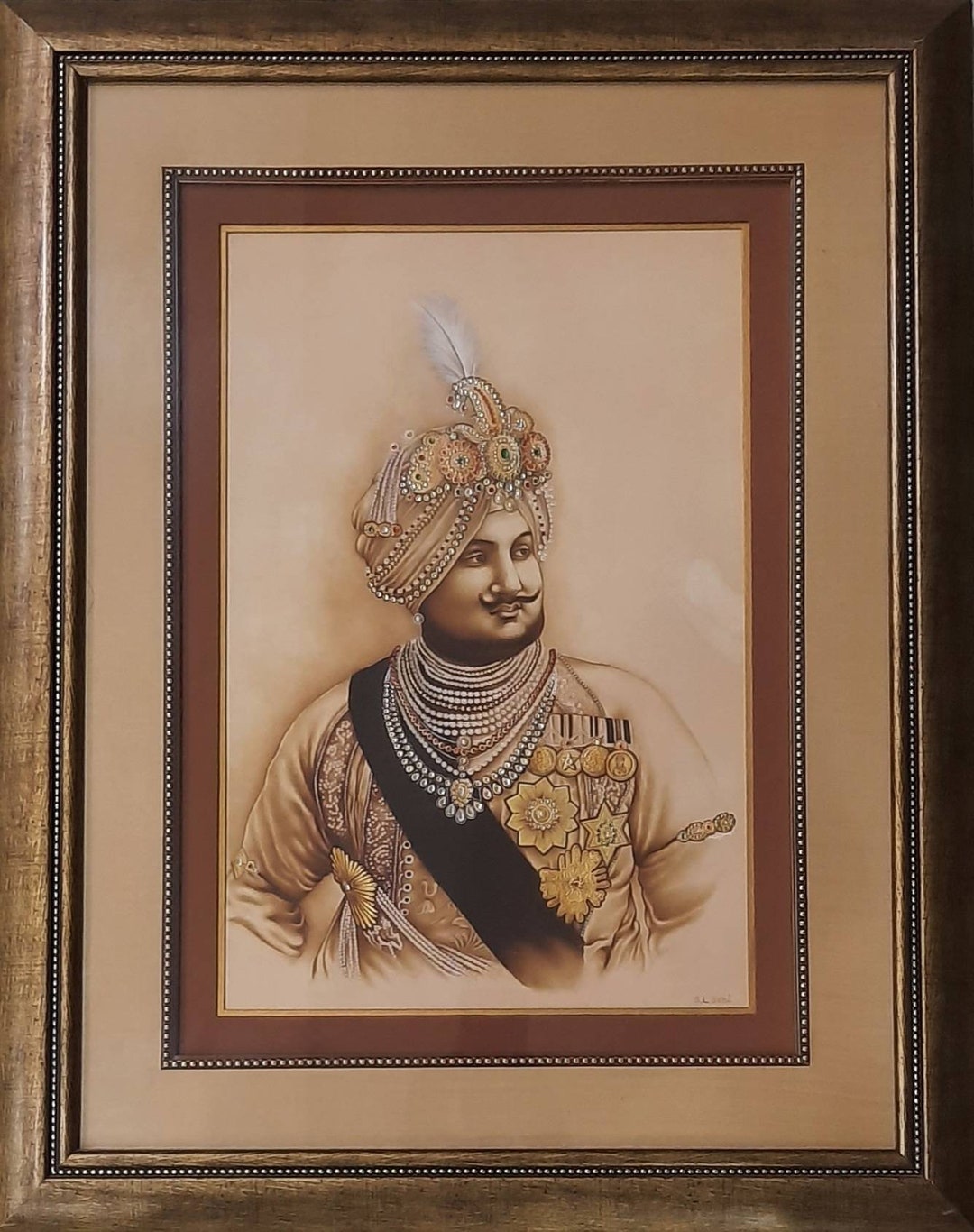 Handmade Maharaja of Patiala Painting: Sikh Wall Art - Etsy