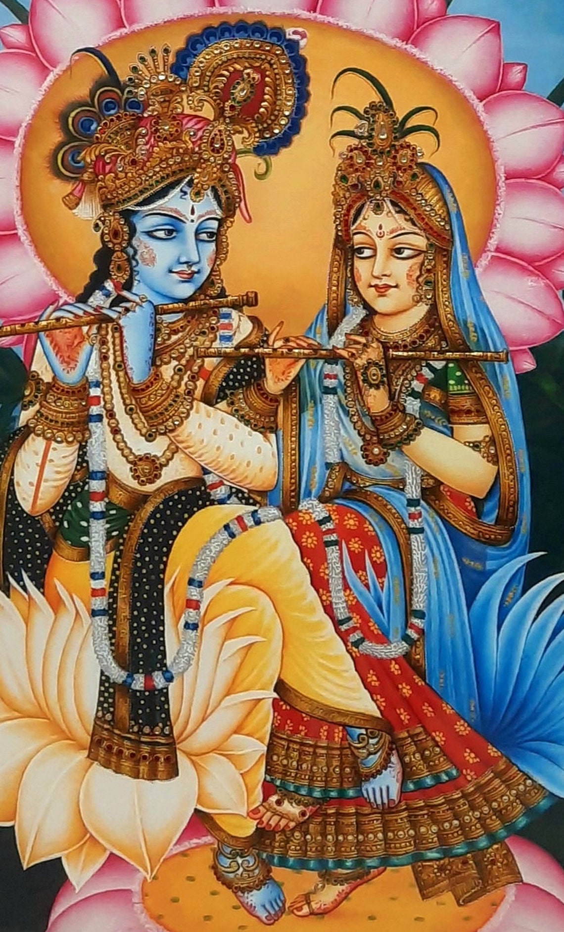 Krishna Painting Radha Krishna Painting Handmade Art Lord - Etsy