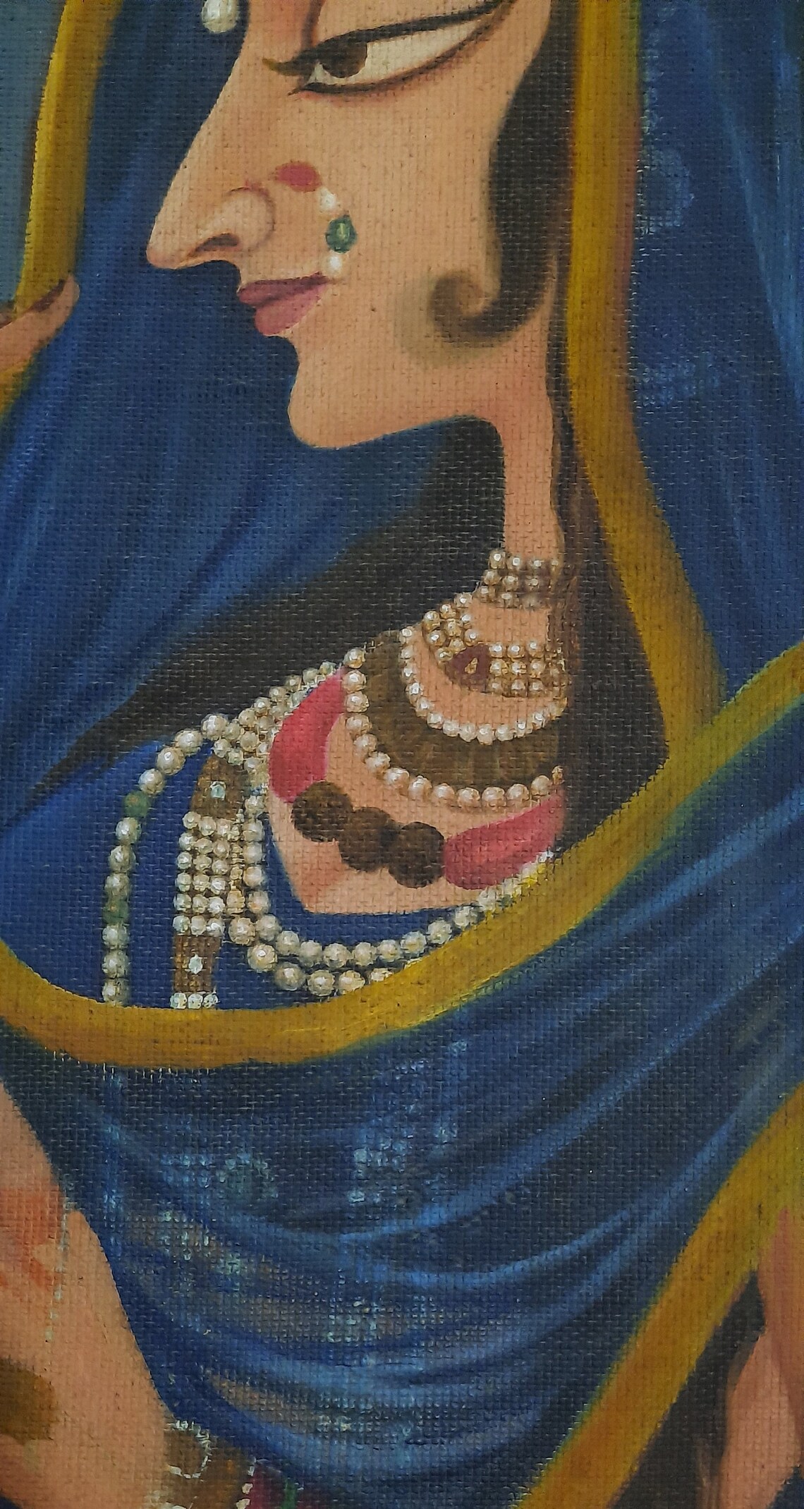 Bani Thani Oil Painting: Indian Mona Lisa Miniature Art on Canvas ...