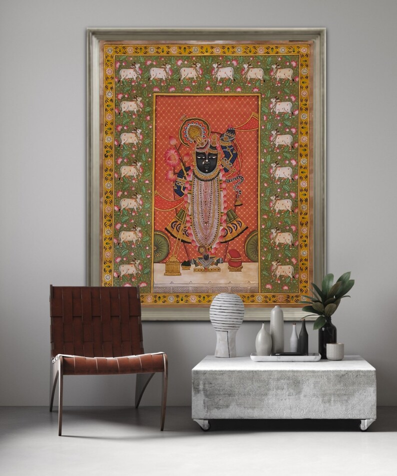 Handmade Shrinathji Pichwai Painting: Indian Home Decor Art (36x48 Inch ...