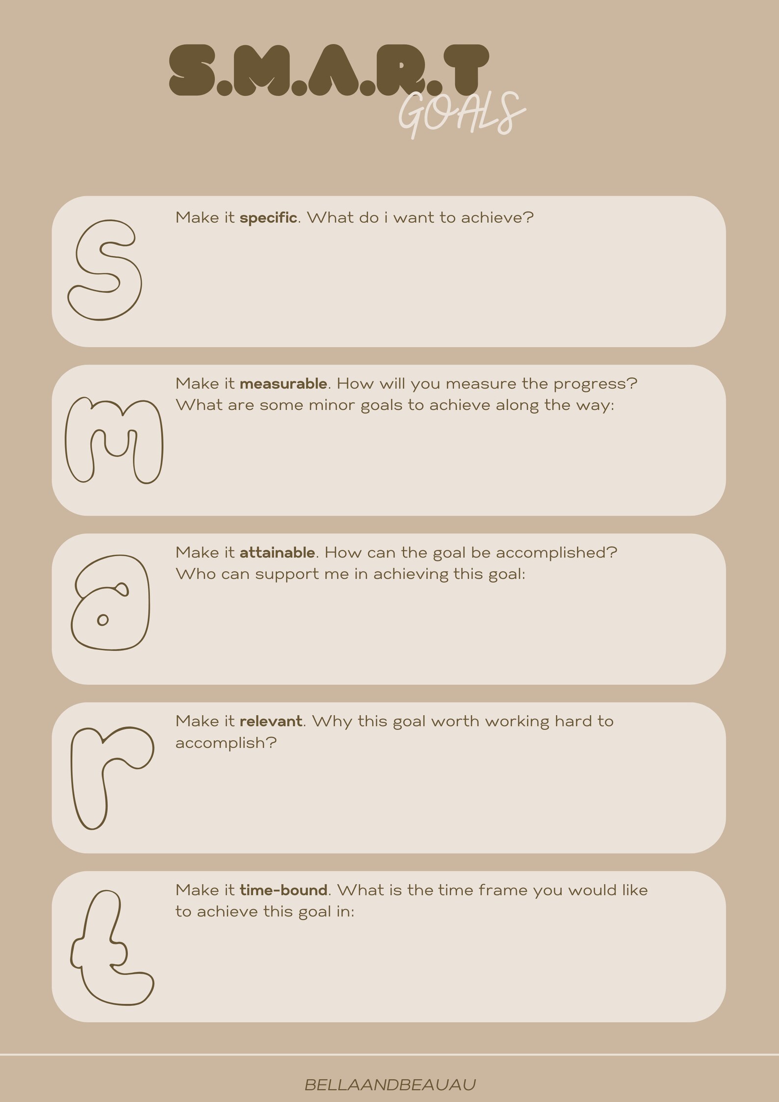 Smart Goal Prompts Printable // Instant Digital Download - Etsy