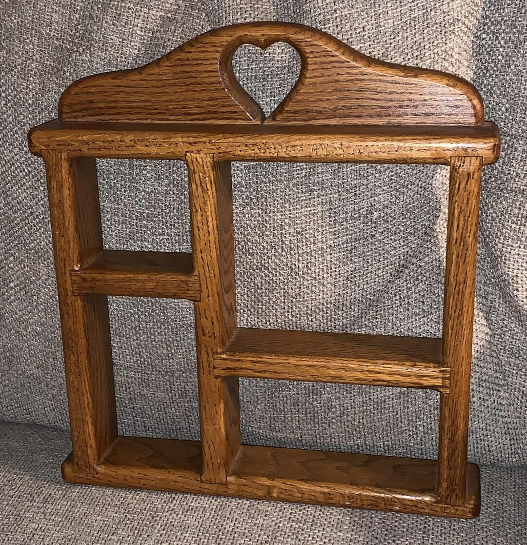 Vintage Solid Oak Wood Shadow Box Knick Knack Wall Display Shelf W ...