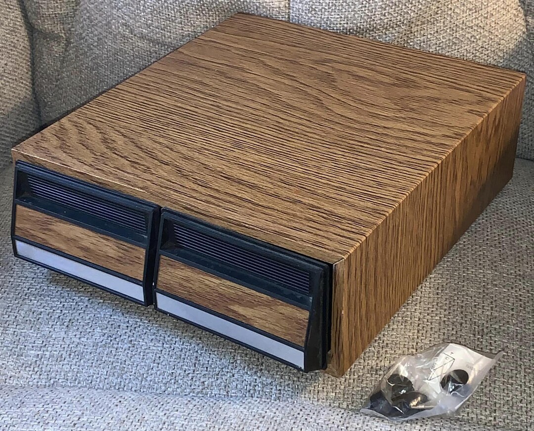 Vintage Faux Wood Grain 28 Audio Cassette Storage Tape Holder 2 Drawer ...
