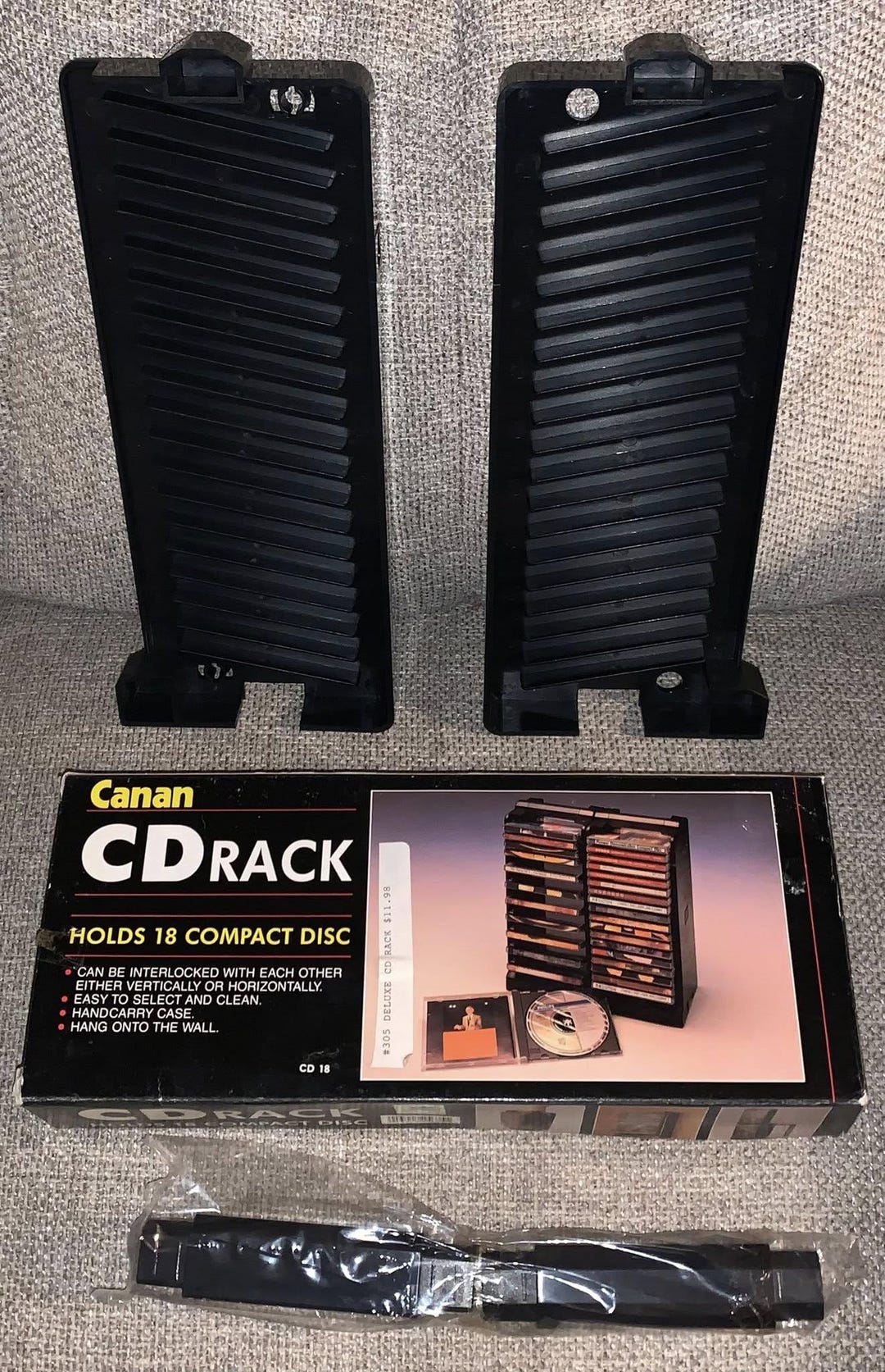 Vintage Canan Black Plastic 18-slot CD Rack Holder Wall Mount / Carry ...