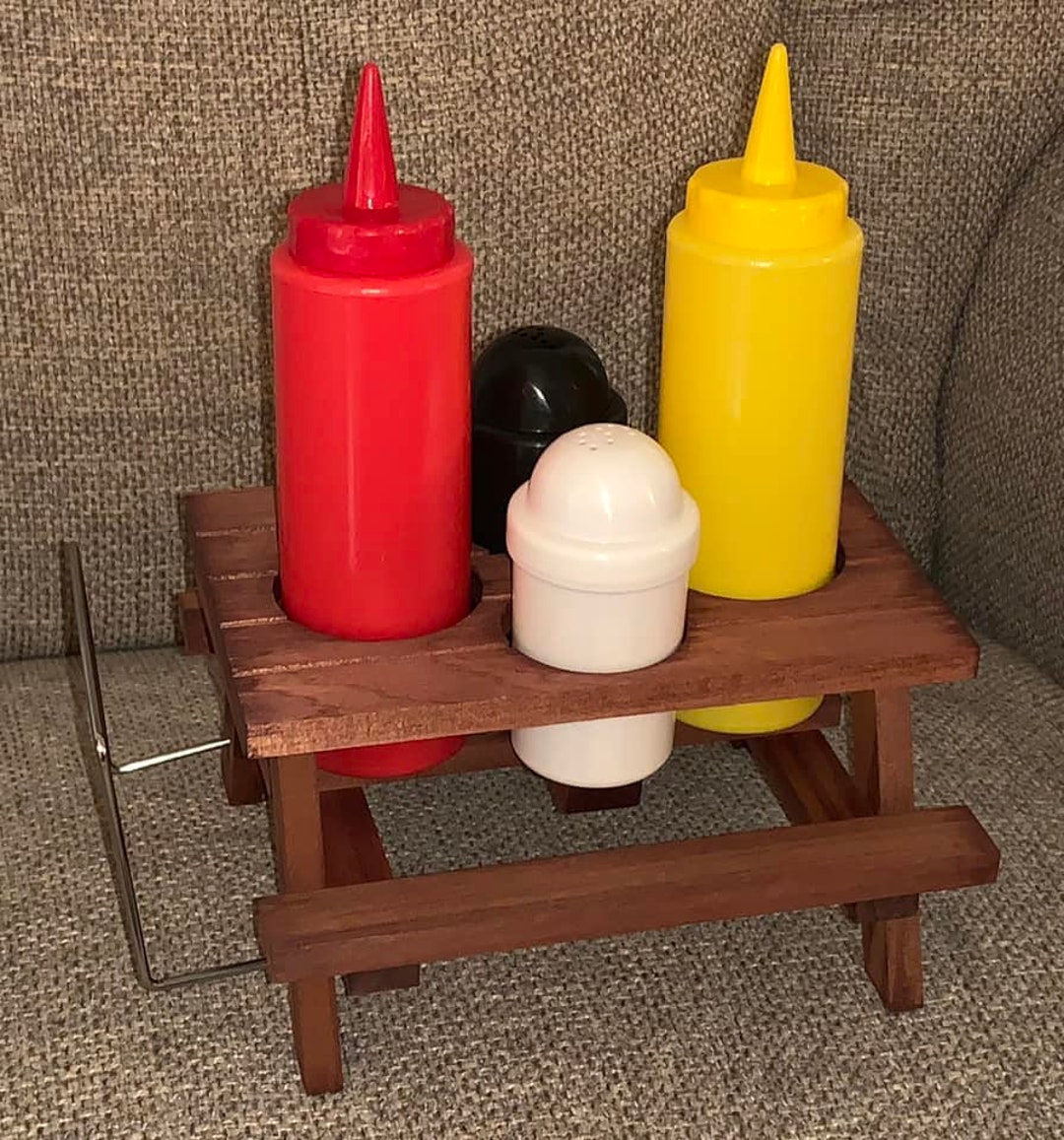 VTG Picnic Table Condiment Set Ketchup, Mustard, Salt, Pepper & Napkin ...