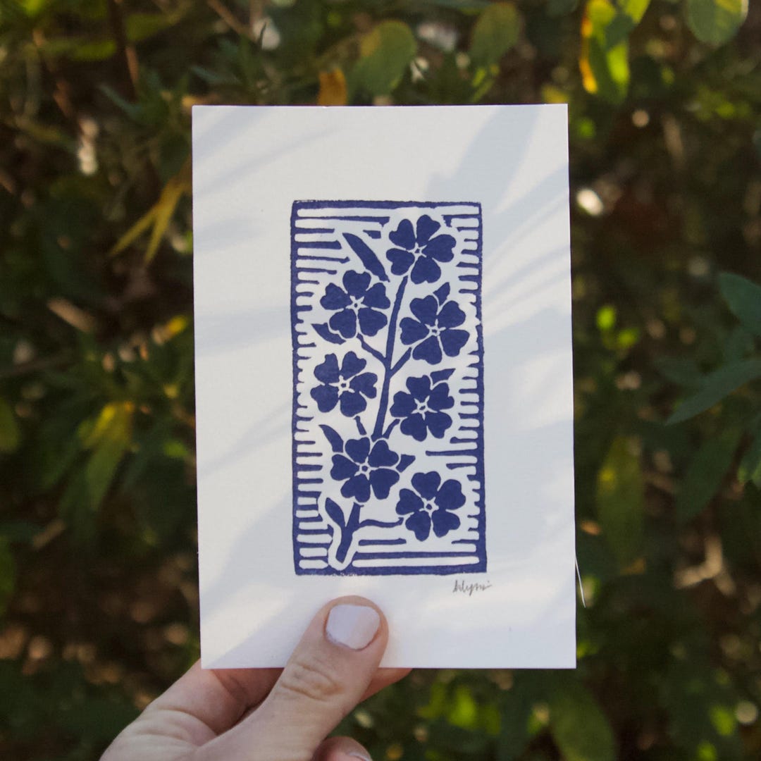 Forget-me-not Linocut Mini Print, 4x6” - Etsy