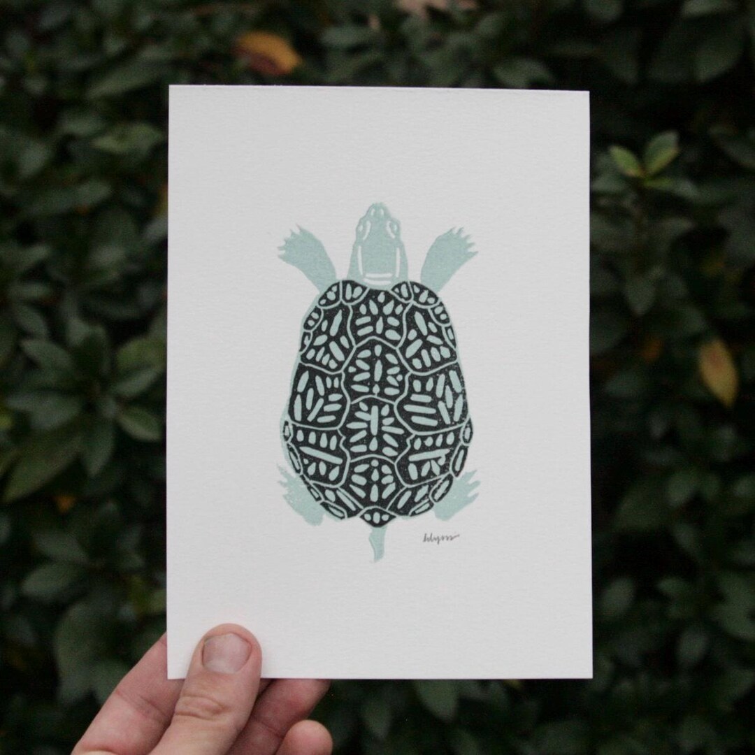 Box Turtle Linocut Print, 5x7” - Etsy