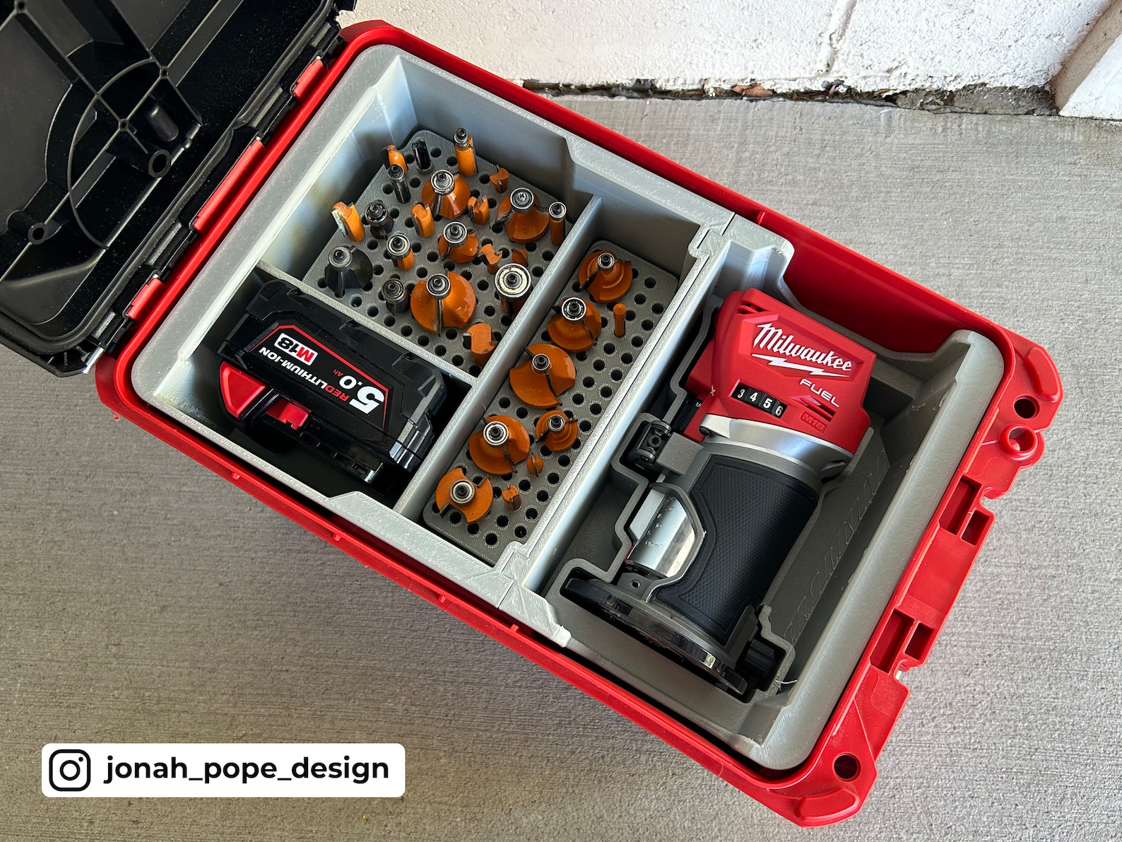 Jonah Pope M18 Router Compact Toolbox Insert-milwaukee Packout Toolbox ...