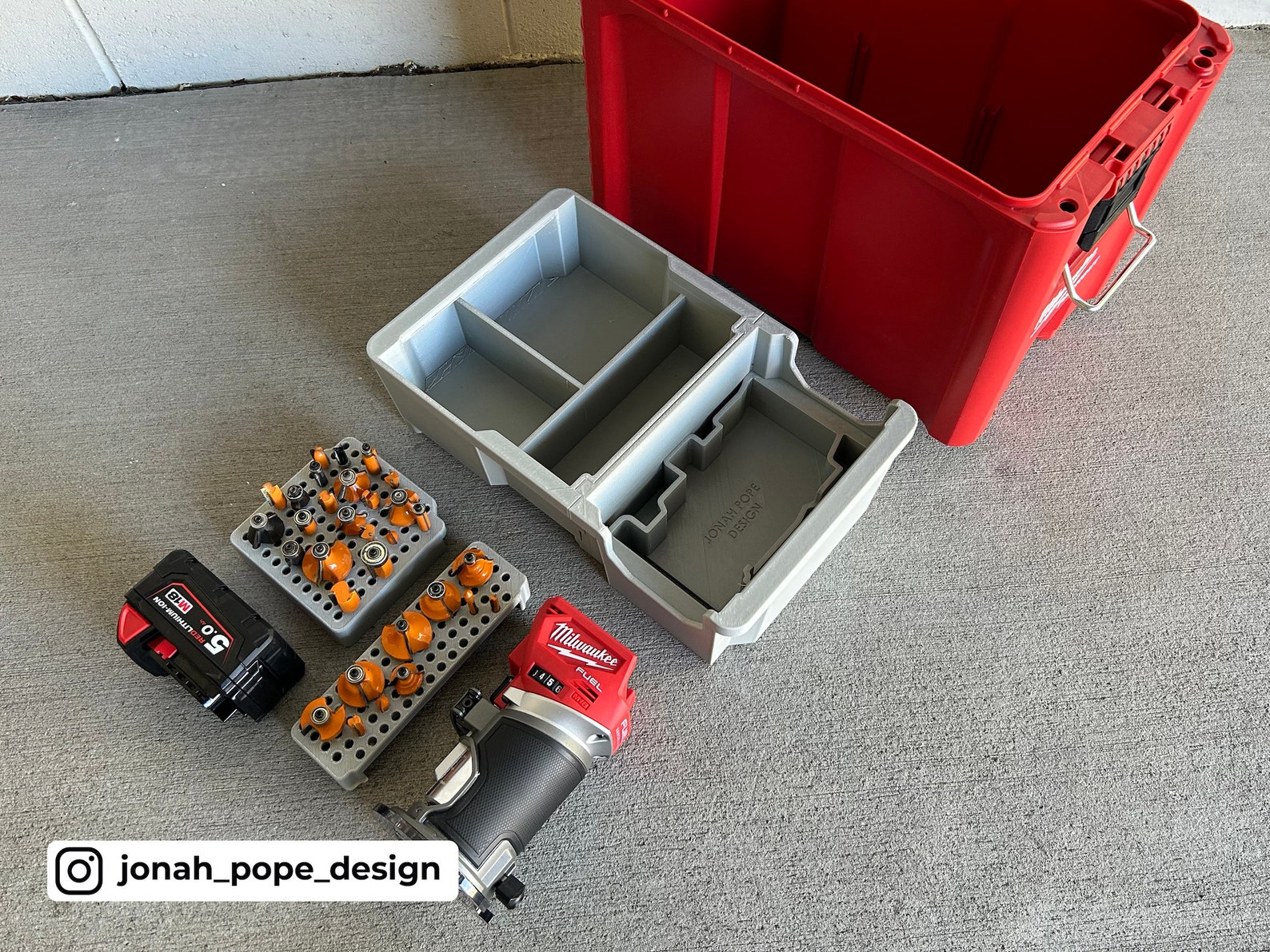 Jonah Pope M18 Router Compact Toolbox Insert-milwaukee Packout Toolbox ...