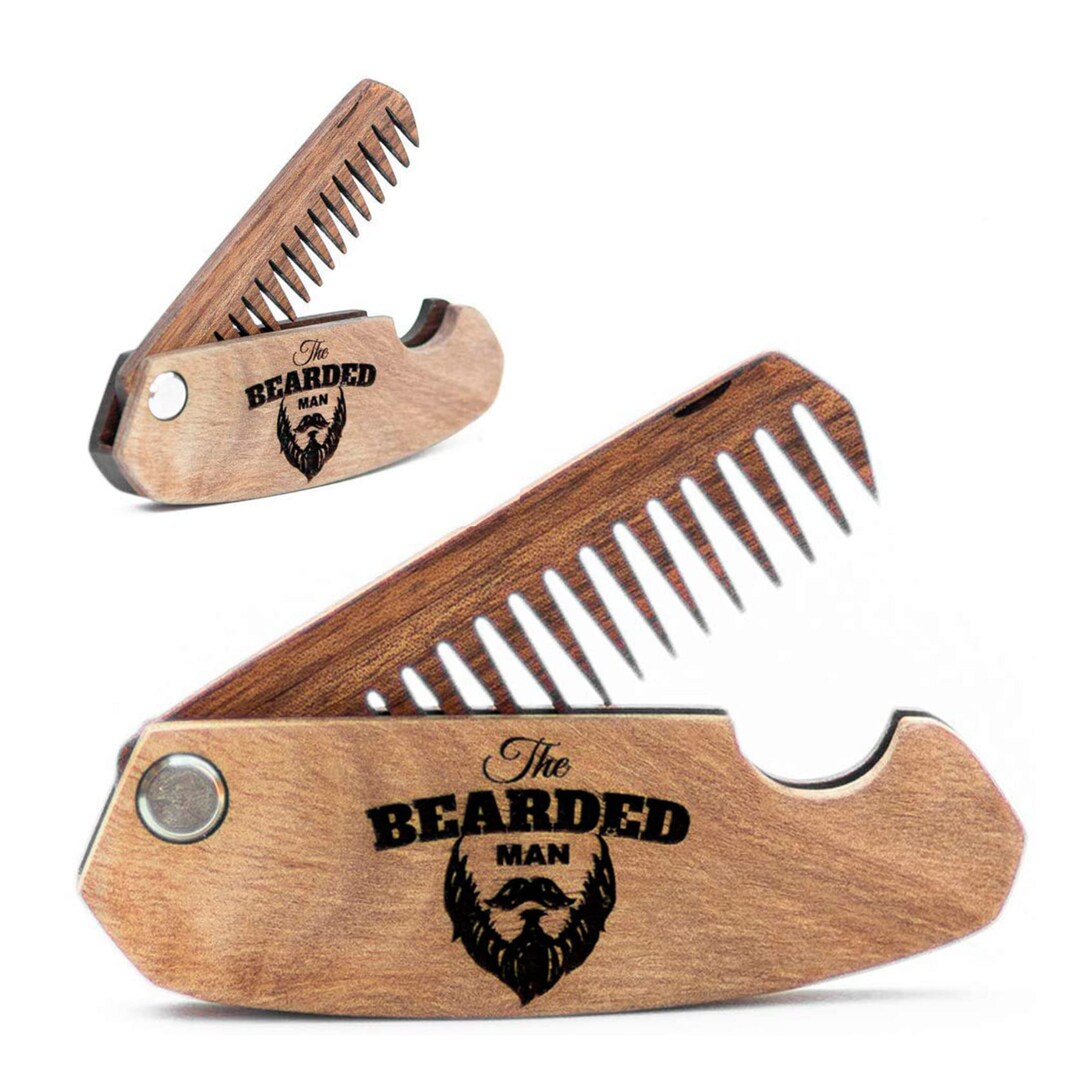 Bearded Wooden Beard Comb for Men Folding Pocket Comb for Men Comb for ...