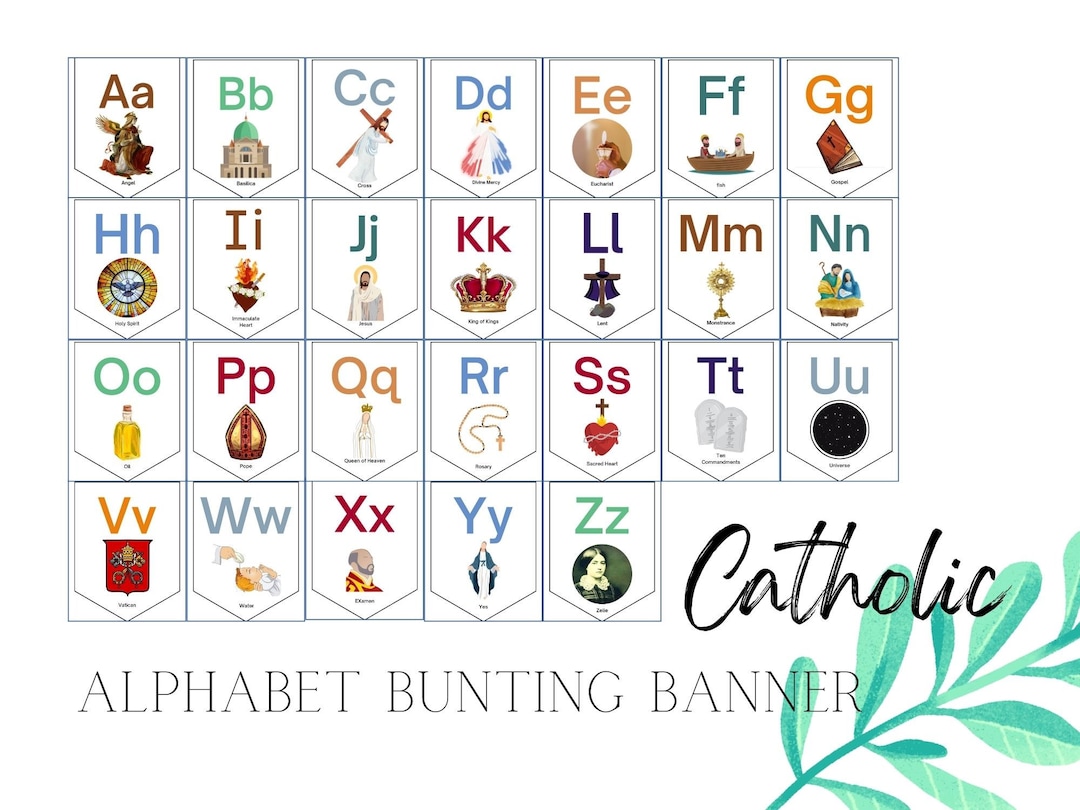 Catholic Alphabet Bunting | Catholic ABC Pennant Banner | Classroom ...