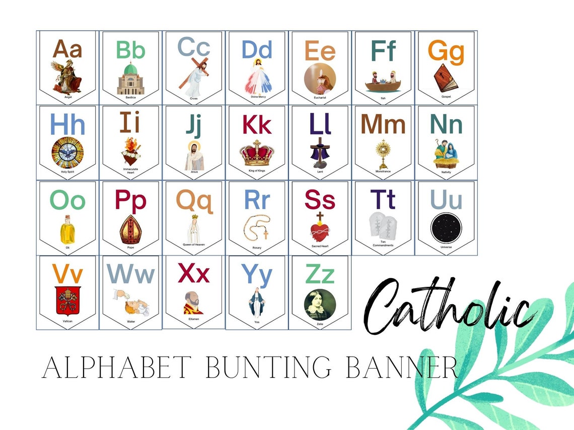 Catholic Alphabet Bunting | Catholic ABC Pennant Banner | Classroom ...