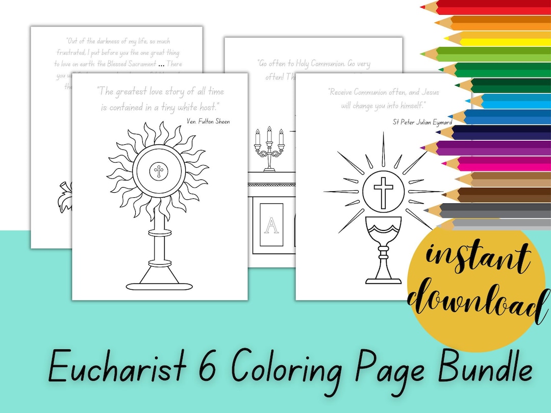 Adoration Colouring Page Bundle for Kids | Eucharist, Blessed Sacrament ...