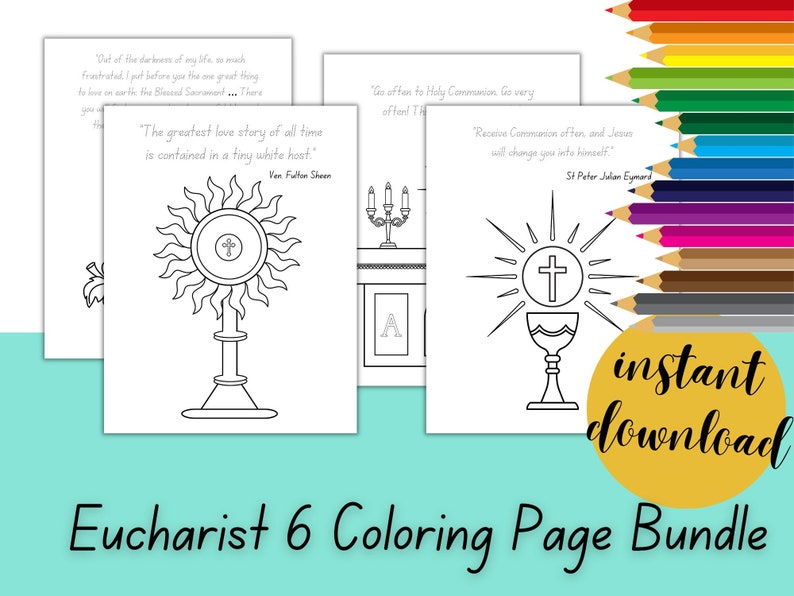 Adoration Colouring Page Bundle for Kids | Eucharist, Blessed Sacrament ...
