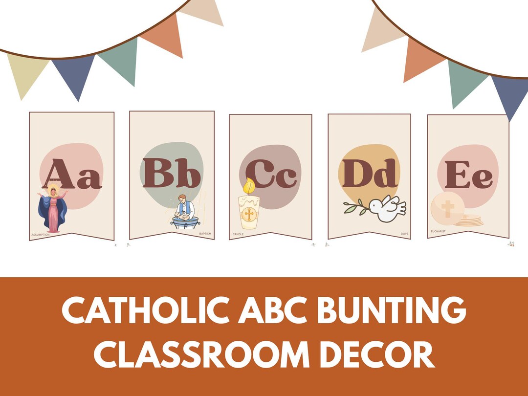 Catholic Alphabet Bunting | Catholic ABC Pennant Banner | Neutral ...