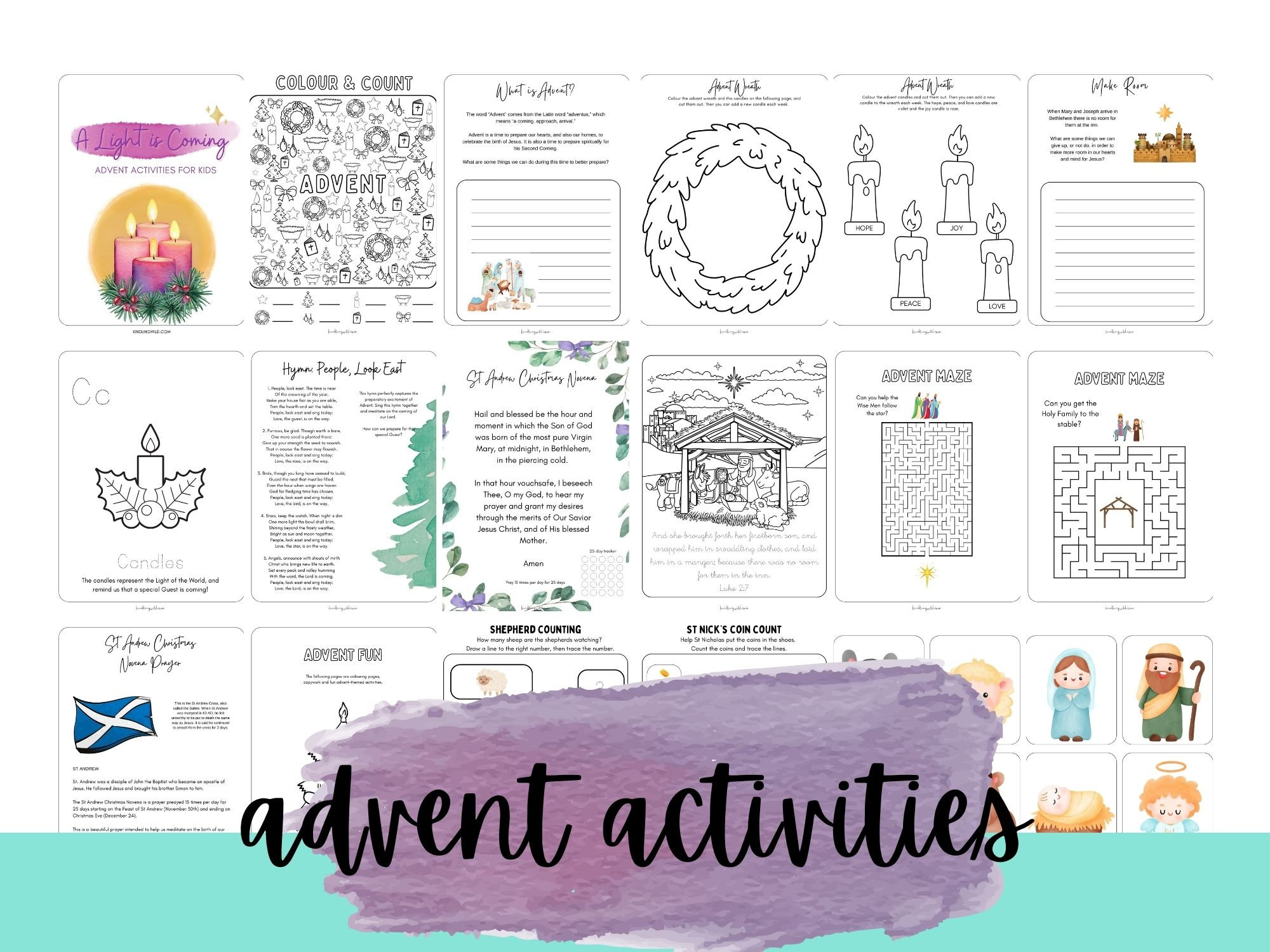 Advent Coloring, Copywork & Activities for Catholic Kids - A Light is ...