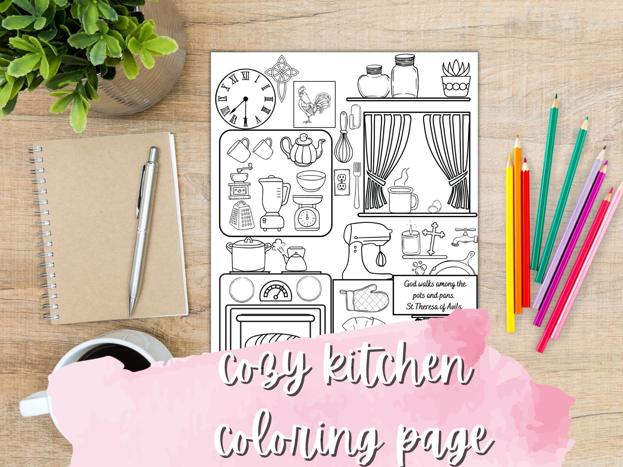 Cozy Homemaker Coloring Pages Set of 4 Catholic Mom Saint Quotes - Etsy
