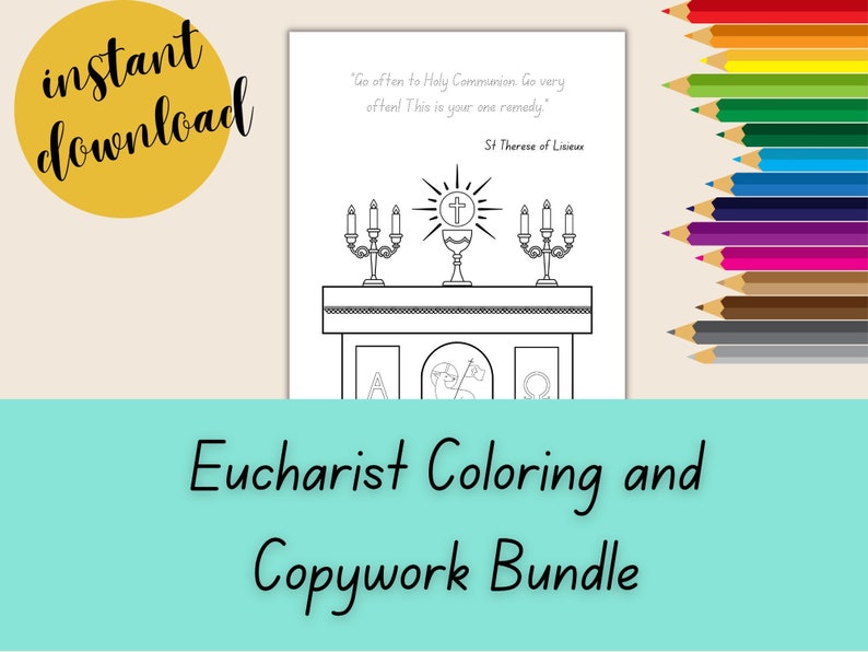 Adoration Colouring Page Bundle for Kids | Eucharist, Blessed Sacrament ...
