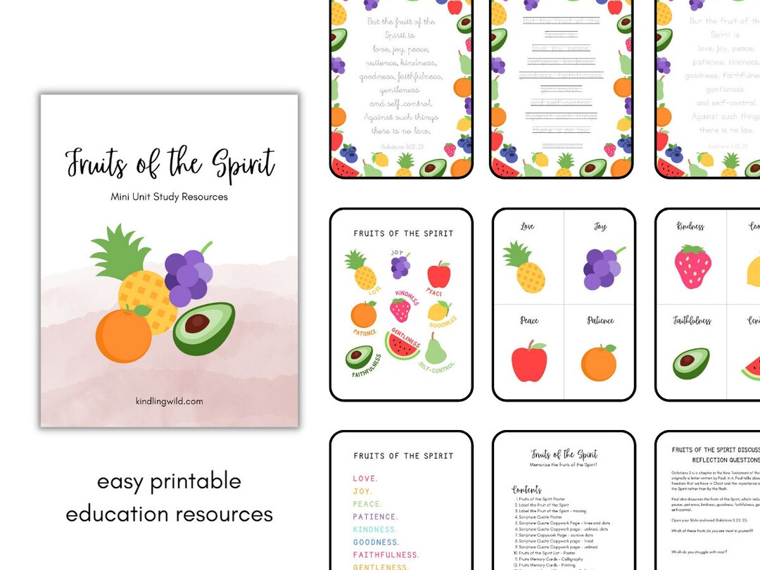 Fruits of the Holy Spirit Colouring, Posters, Copywork, Memory Cards ...