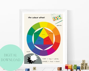 Color Theory on White American English Digital Printable Educational ...