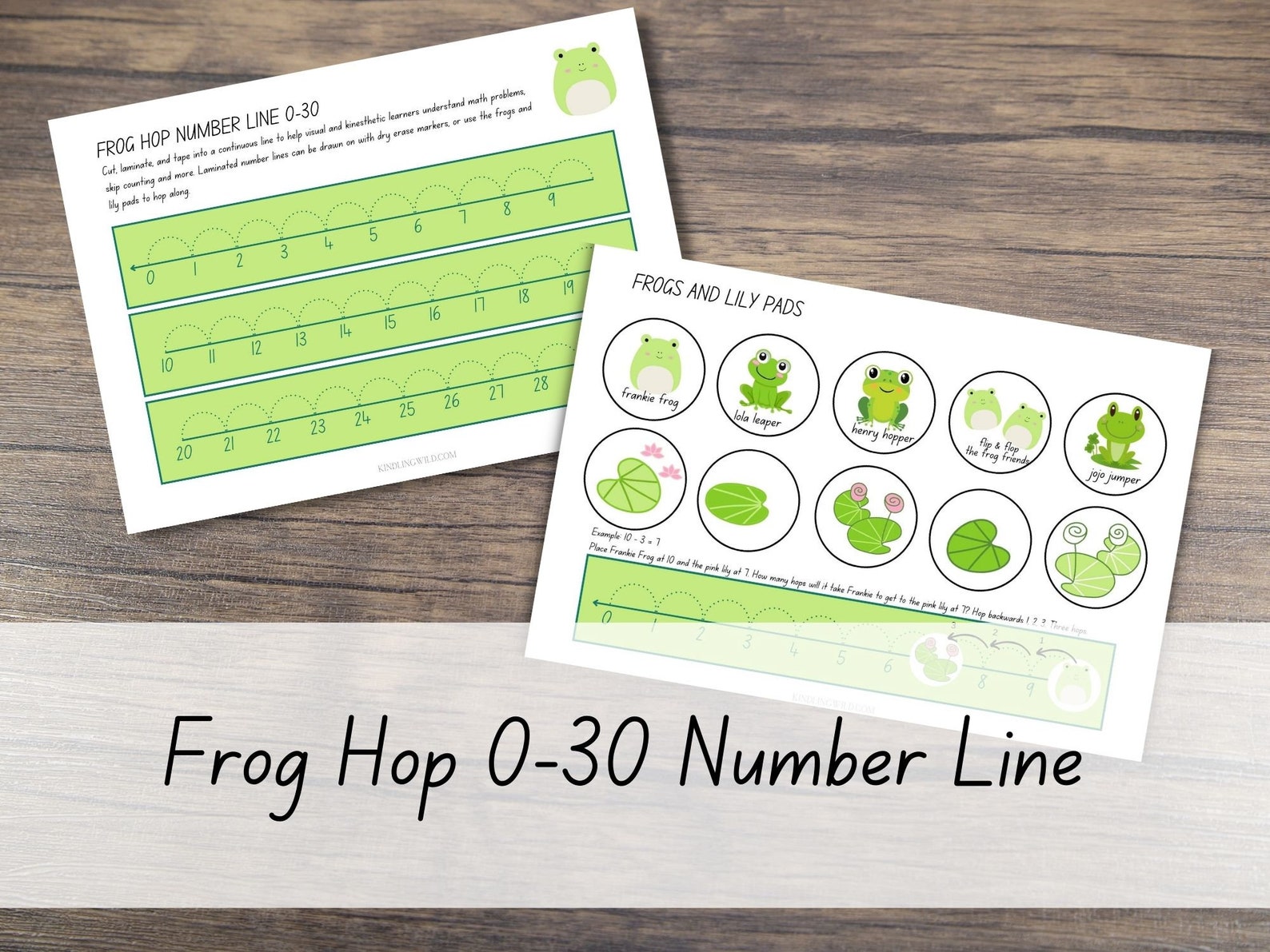 Kindergarten Grade 1 Math 0-30 Number Line Frogs and Lily Pads Theme ...