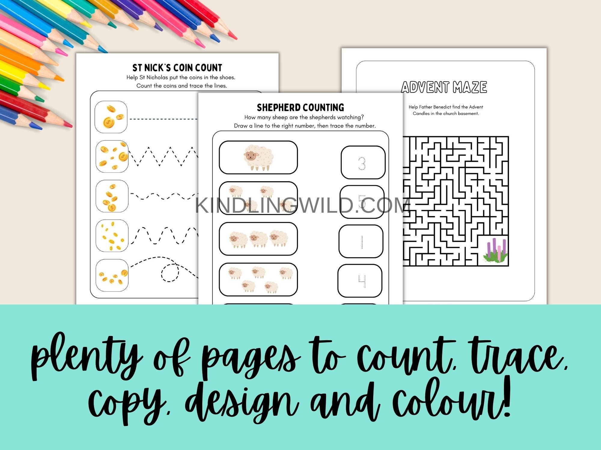 Advent Coloring, Copywork & Activities for Catholic Kids - A Light is ...