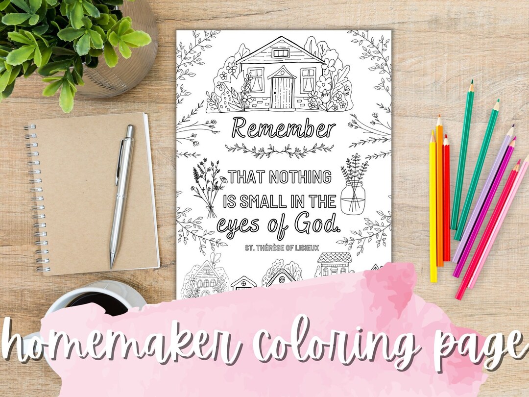Cozy Homemaker Coloring Pages | Set of 4 | Catholic Mom Saint Quotes - Etsy