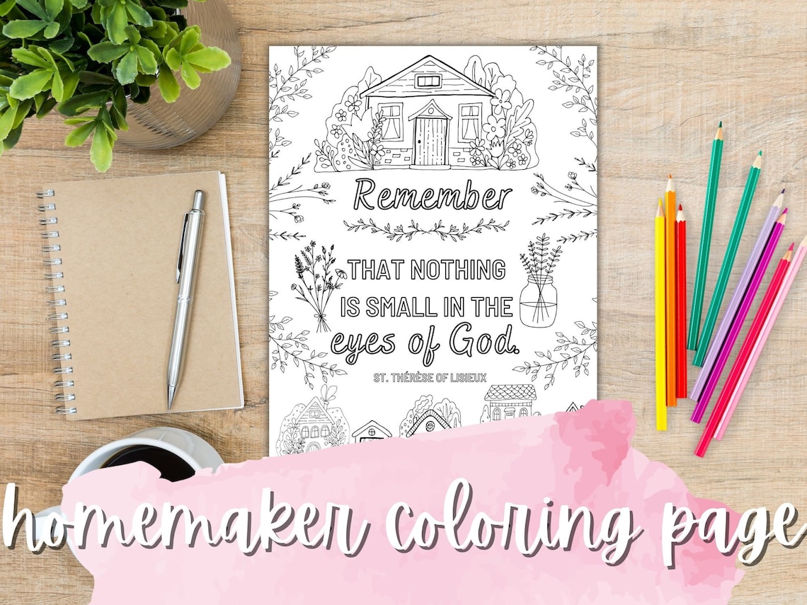 Cozy Homemaker Coloring Pages | Set of 4 | Catholic Mom Saint Quotes - Etsy