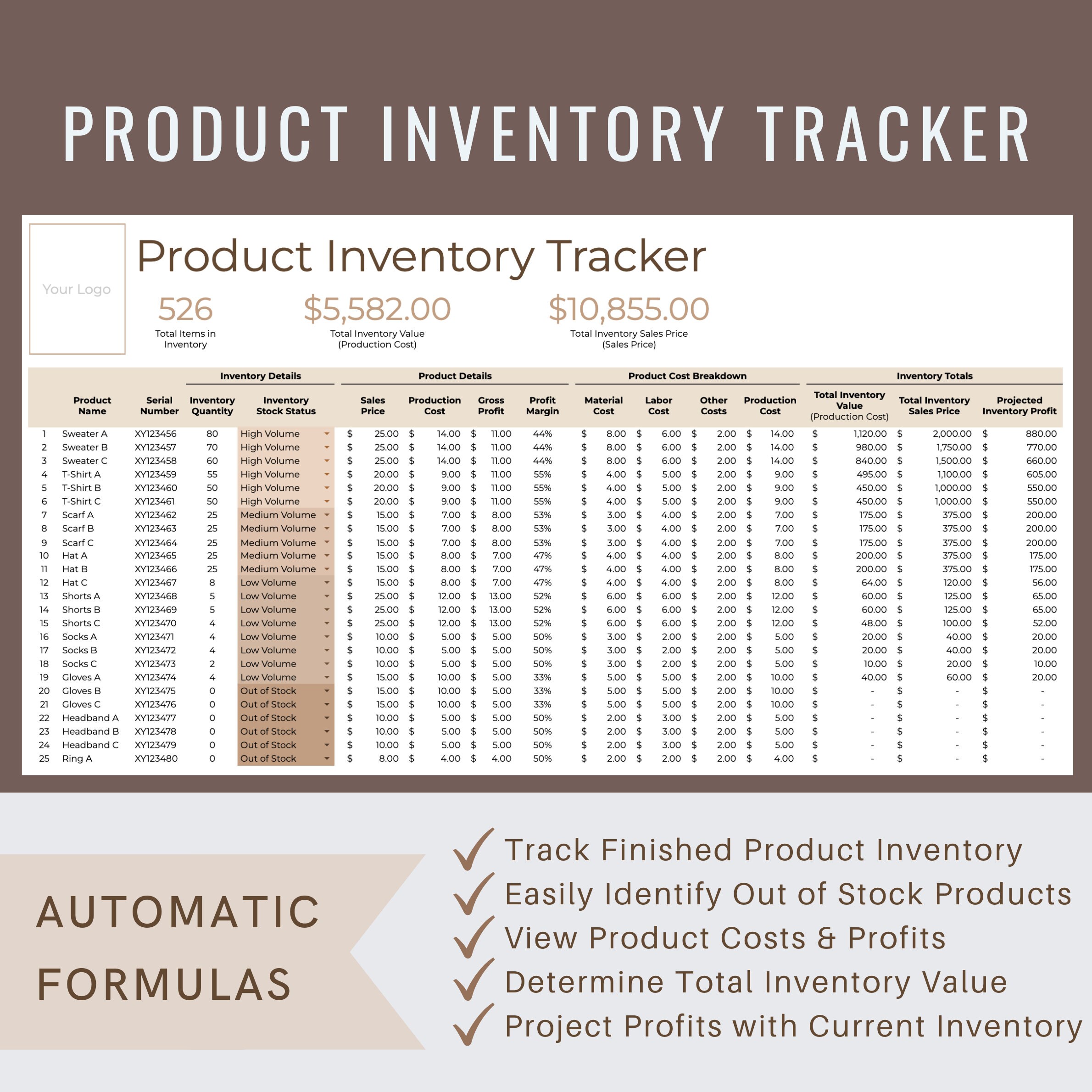 Inventory Tracker Small Business Bookkeeping Product Management ...