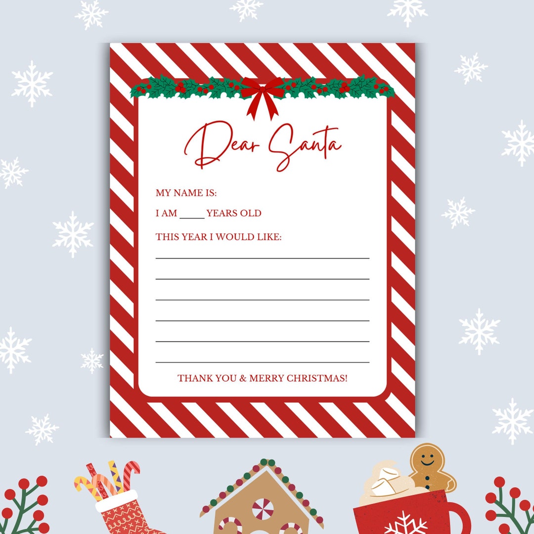 Santa Letter & Wishlist | Printable | Kids Christmas Wish List | Letter ...
