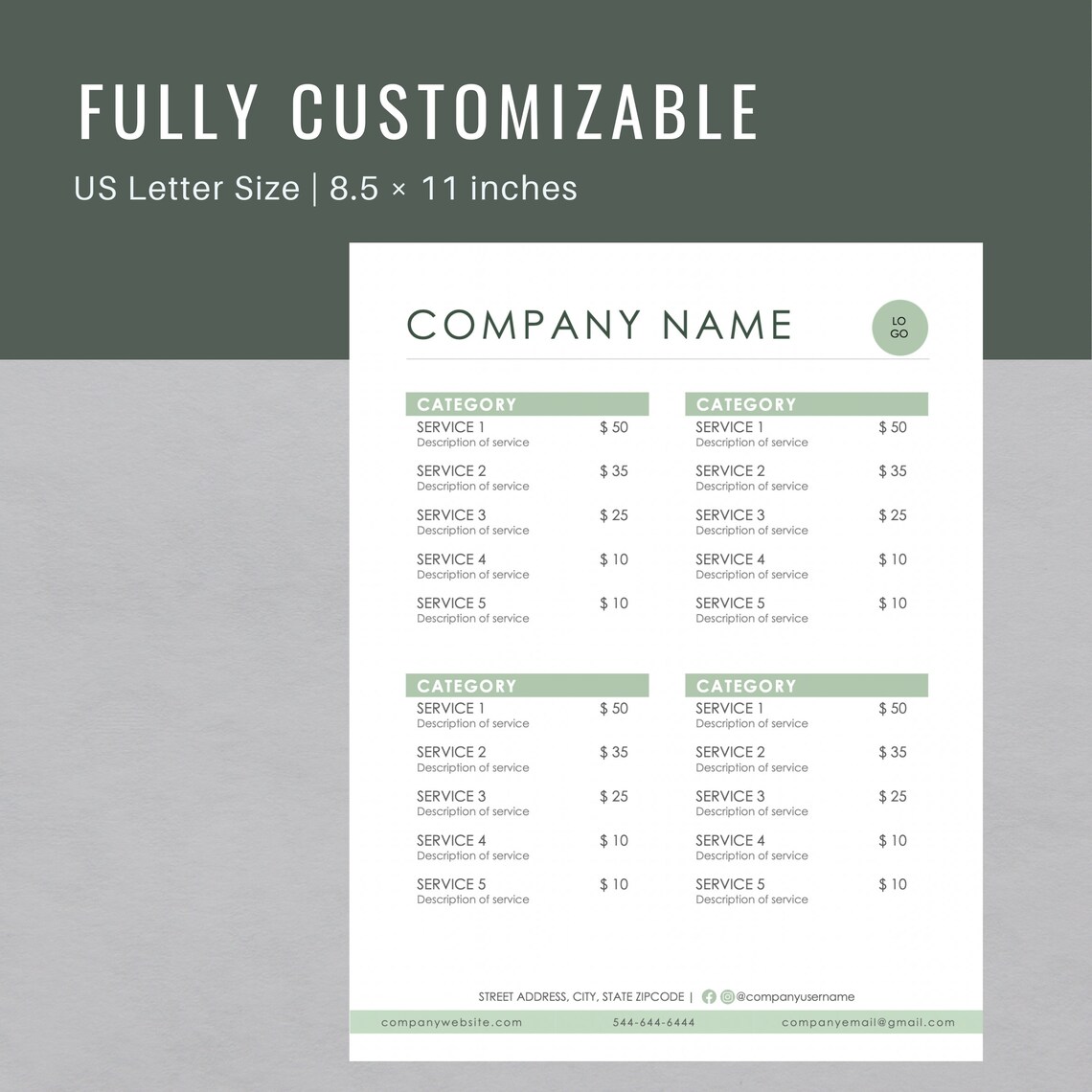 Price List Template | Modern and Professional Price List | Microsoft ...