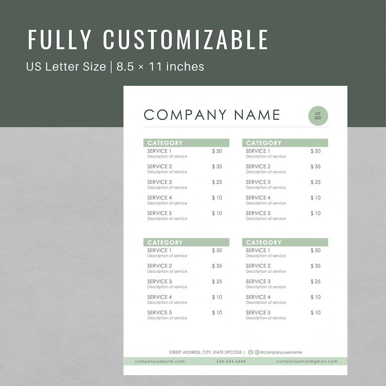 Price List Template | Modern and Professional Price List | Microsoft ...
