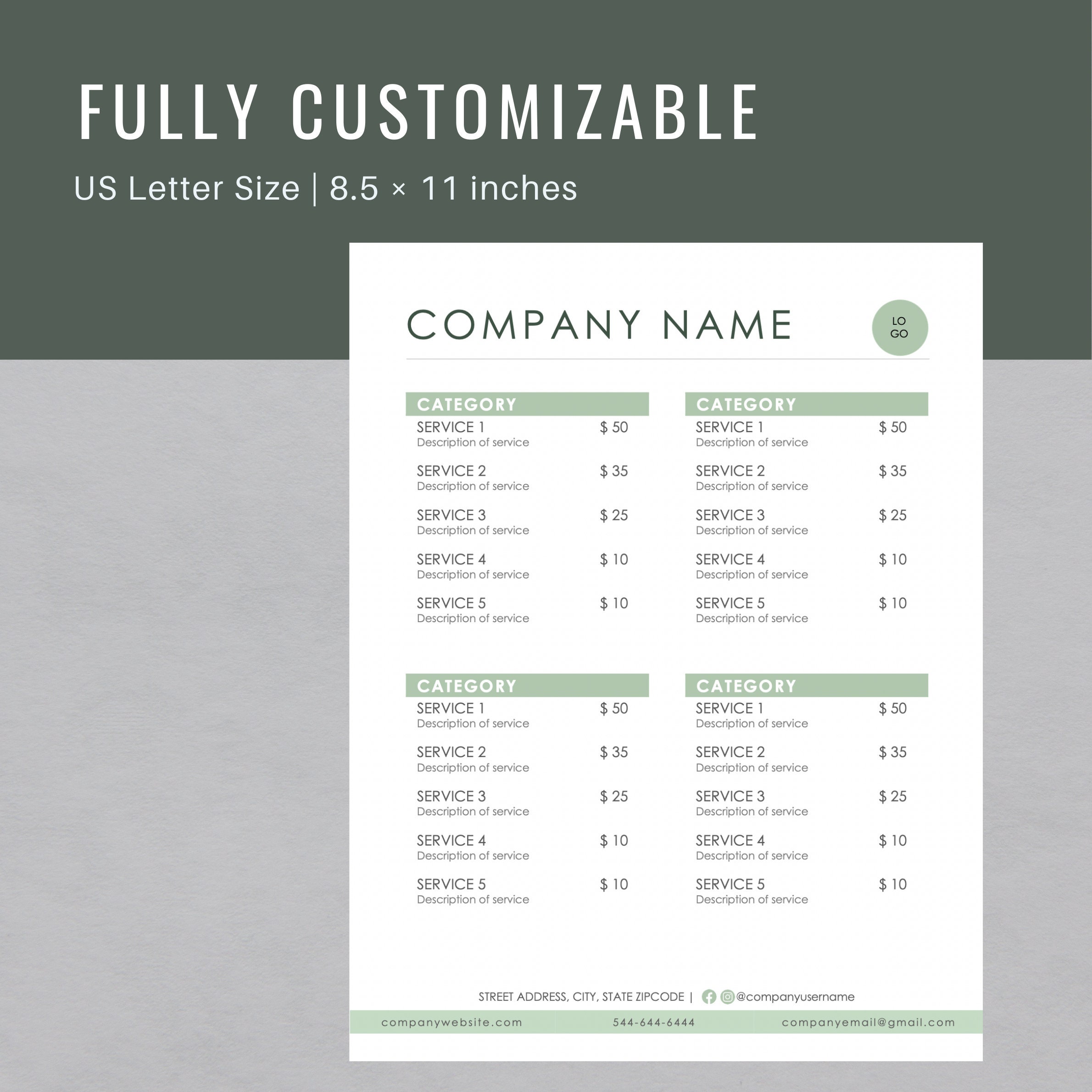 Price List Template | Modern and Professional Price List | Microsoft ...