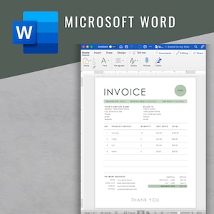 Invoice Template | Modern and Professional Invoice | Microsoft WORD and ...
