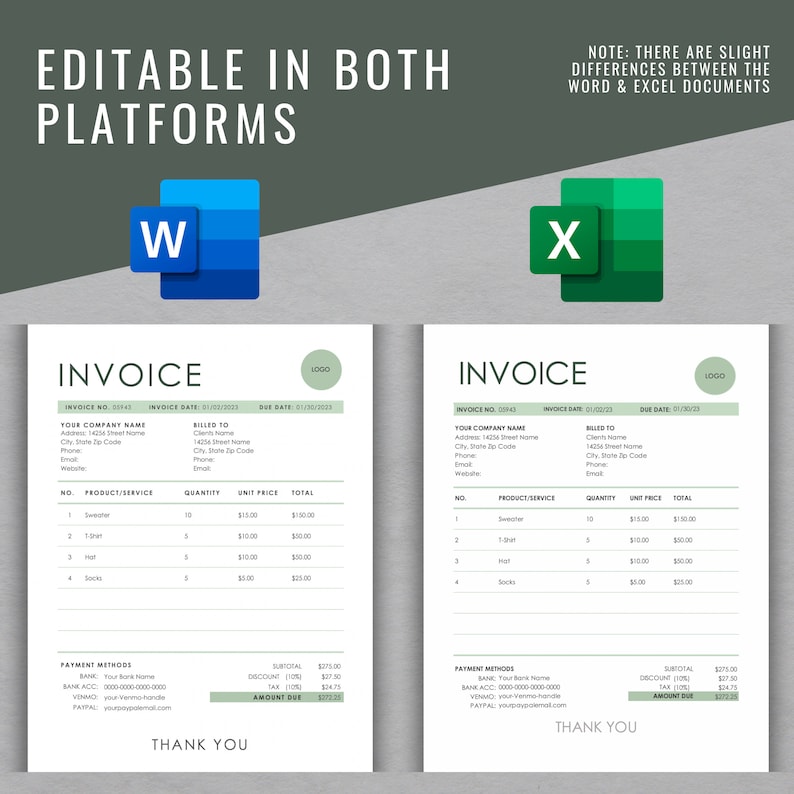 Invoice Template | Modern and Professional Invoice | Microsoft WORD and ...