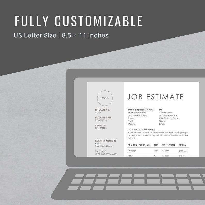 Job Estimate Template | Modern and Professional Work Estimate ...