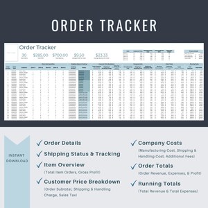 Order Tracker Sales Tracker Profit & Revenue Tracker Small Business ...