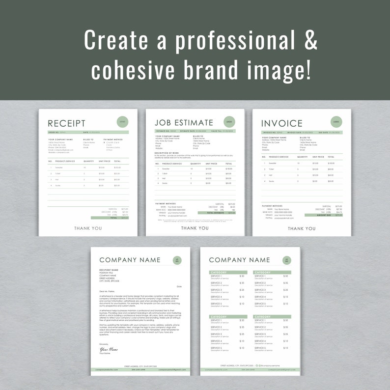 Ultimate Business Template Bundle | Invoice, Letterhead, Receipt, Price List & Job Estimate ...