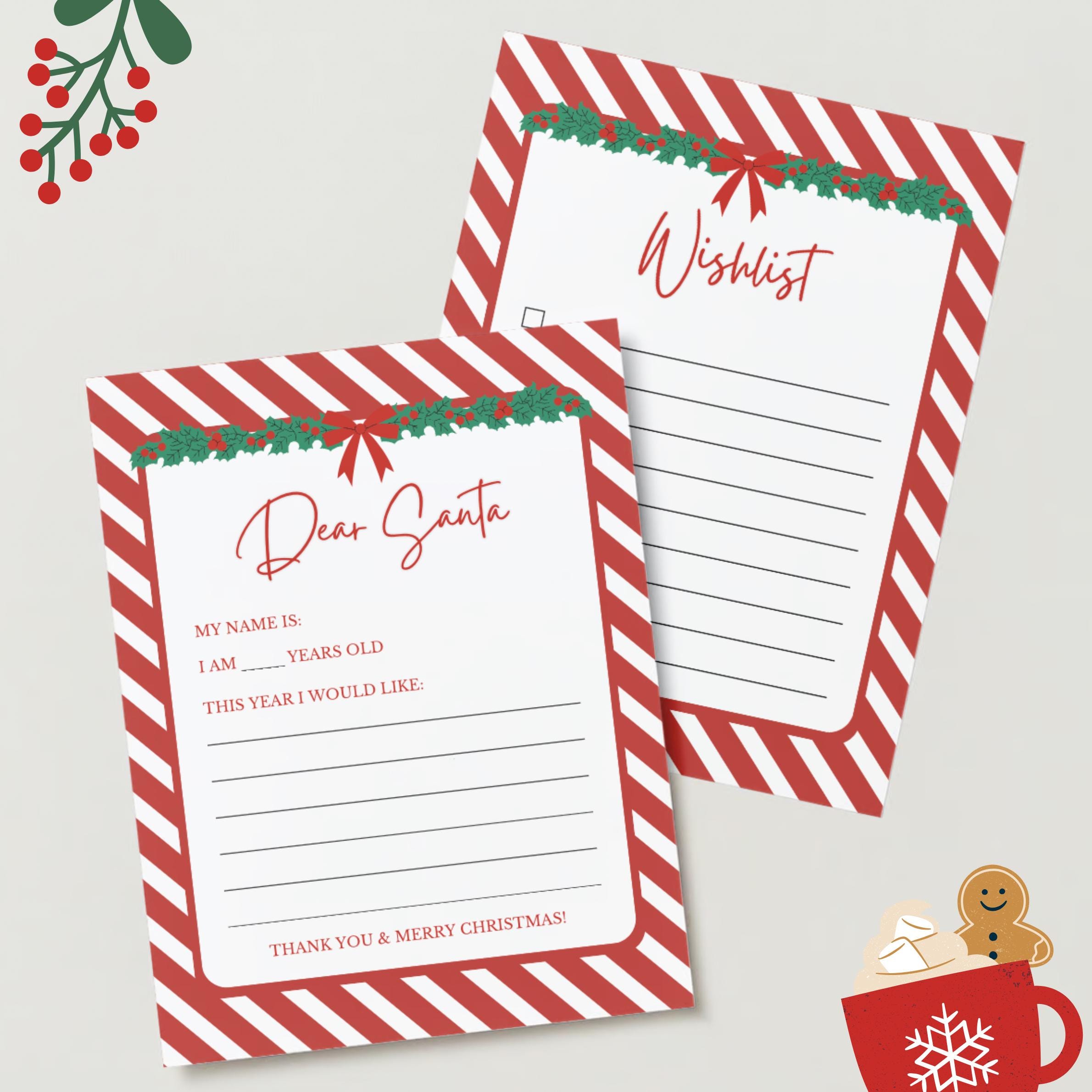 Santa Letter & Wishlist | Printable | Kids Christmas Wish List | Letter ...