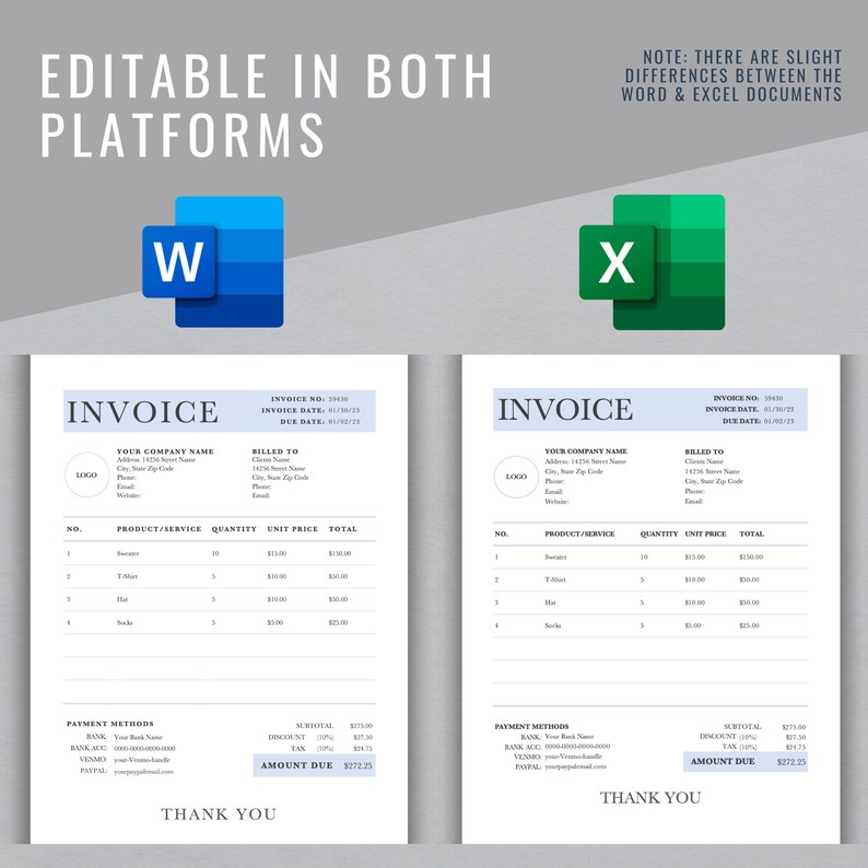 Invoice Template | Modern and Professional Invoice | Microsoft WORD and ...