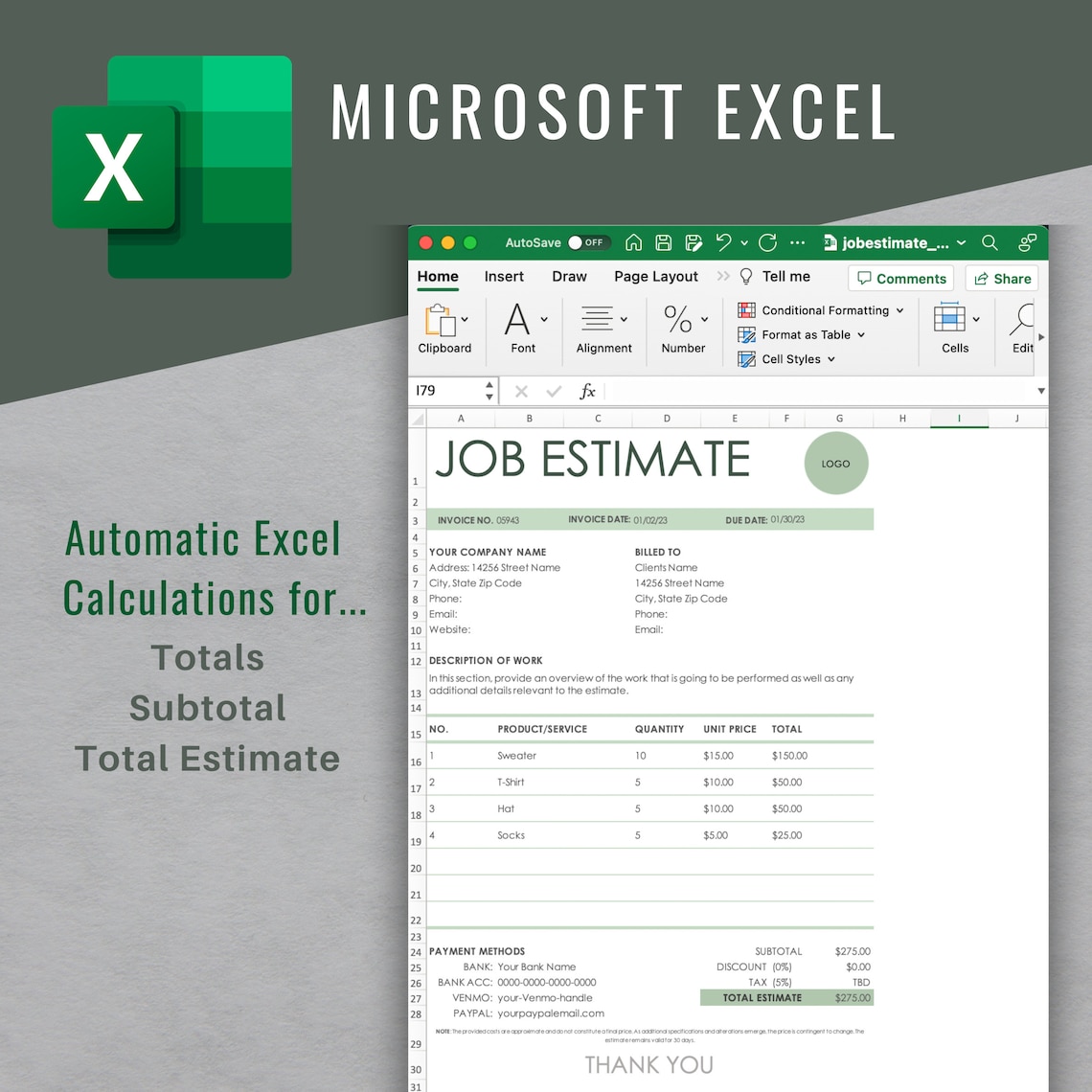 Job Estimate Template | Modern and Professional Work Estimate ...