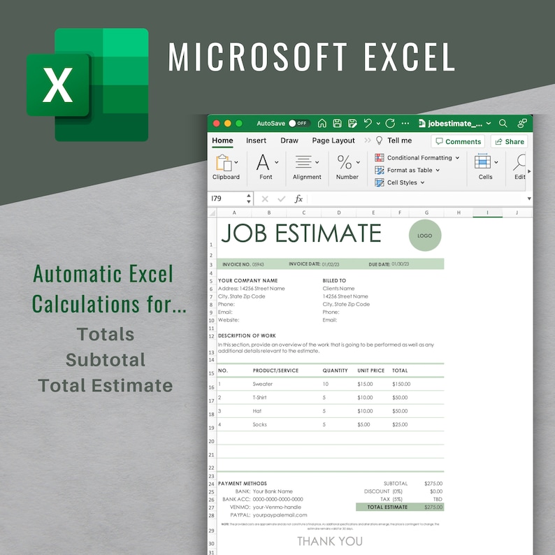 Job Estimate Template | Modern and Professional Work Estimate ...