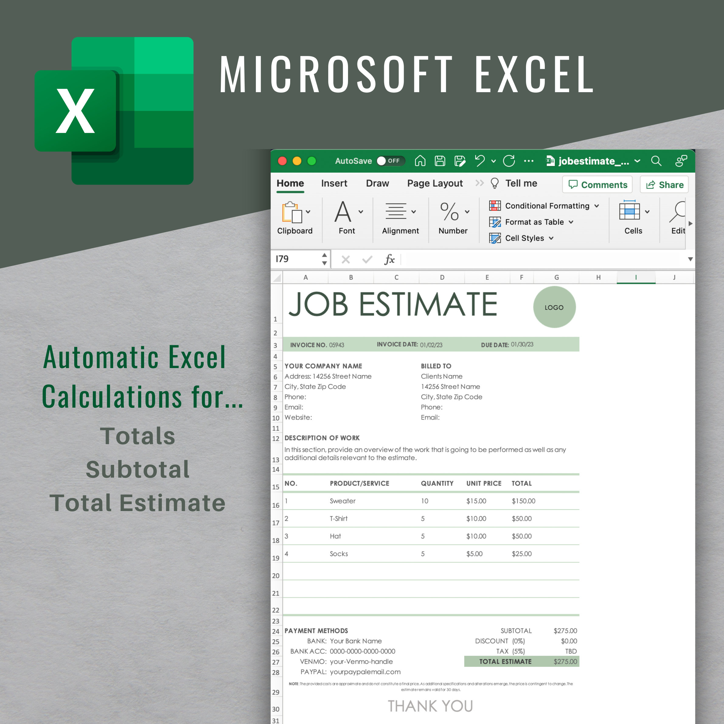Job Estimate Template | Modern and Professional Work Estimate ...