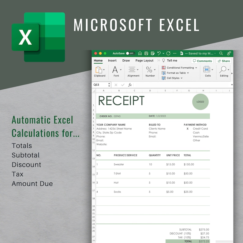Receipt Template | Modern and Professional Receipt | Microsoft WORD and ...