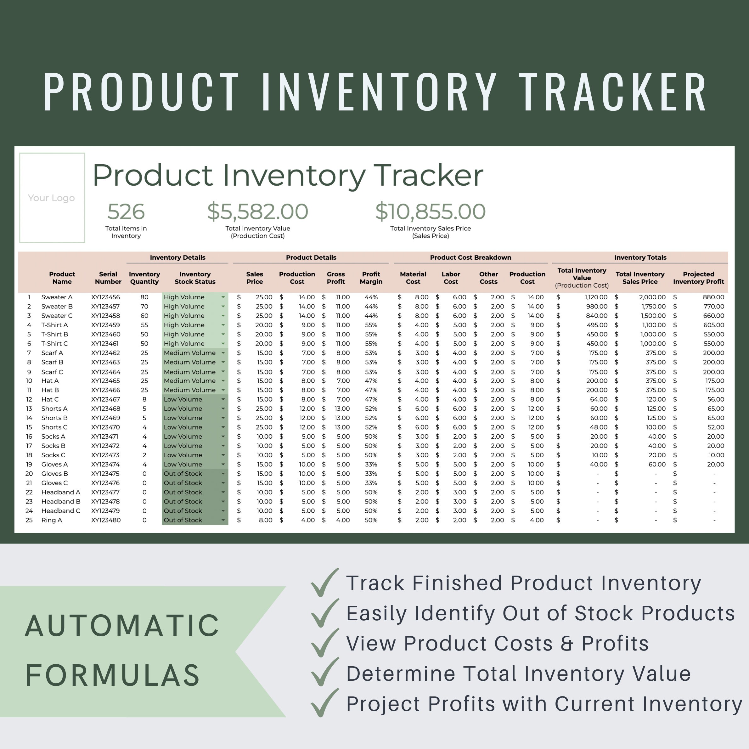 Inventory Tracker Small Business Bookkeeping Product Management ...