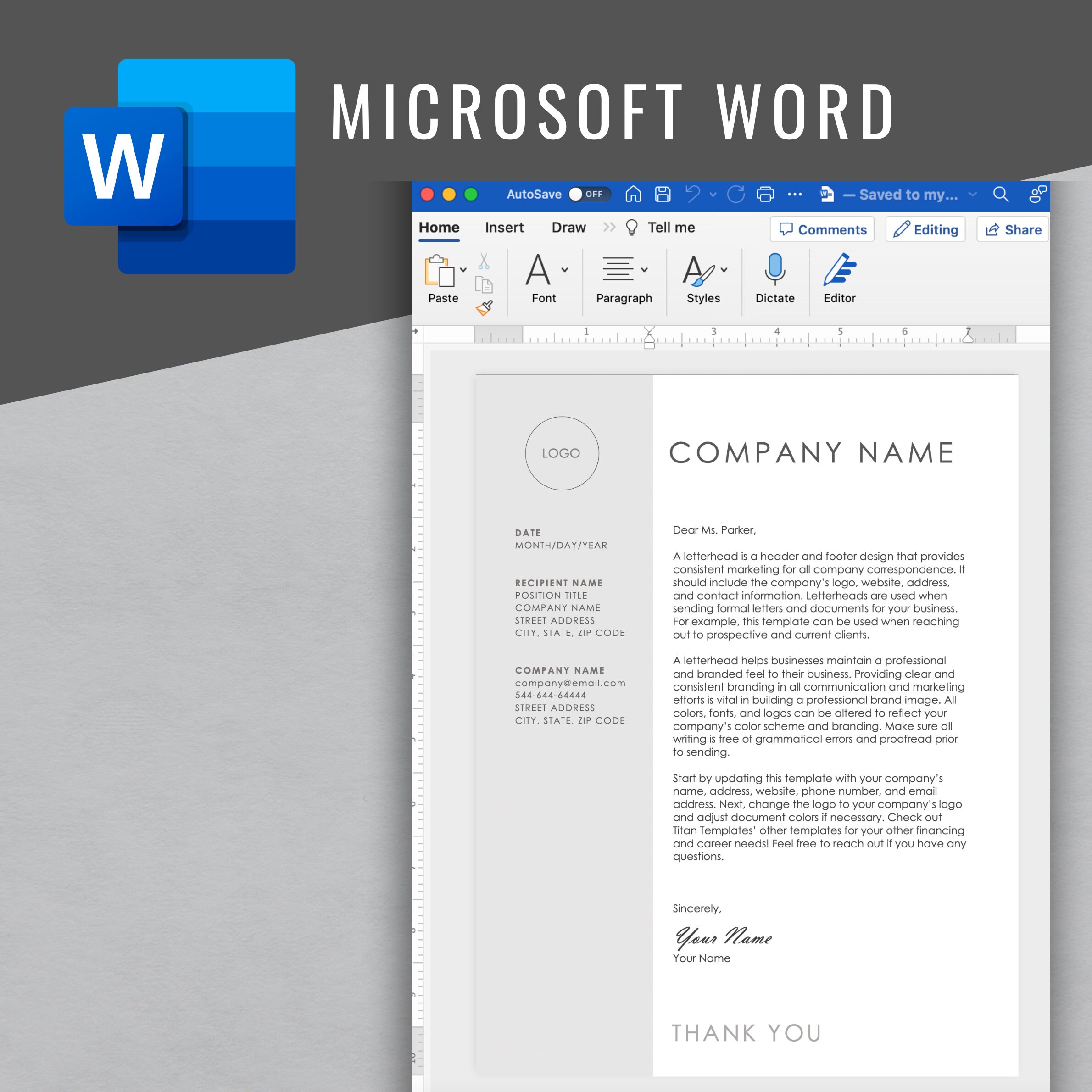 Letterhead Template | Modern and Professional Letterhead | Microsoft Word | Small Business ...