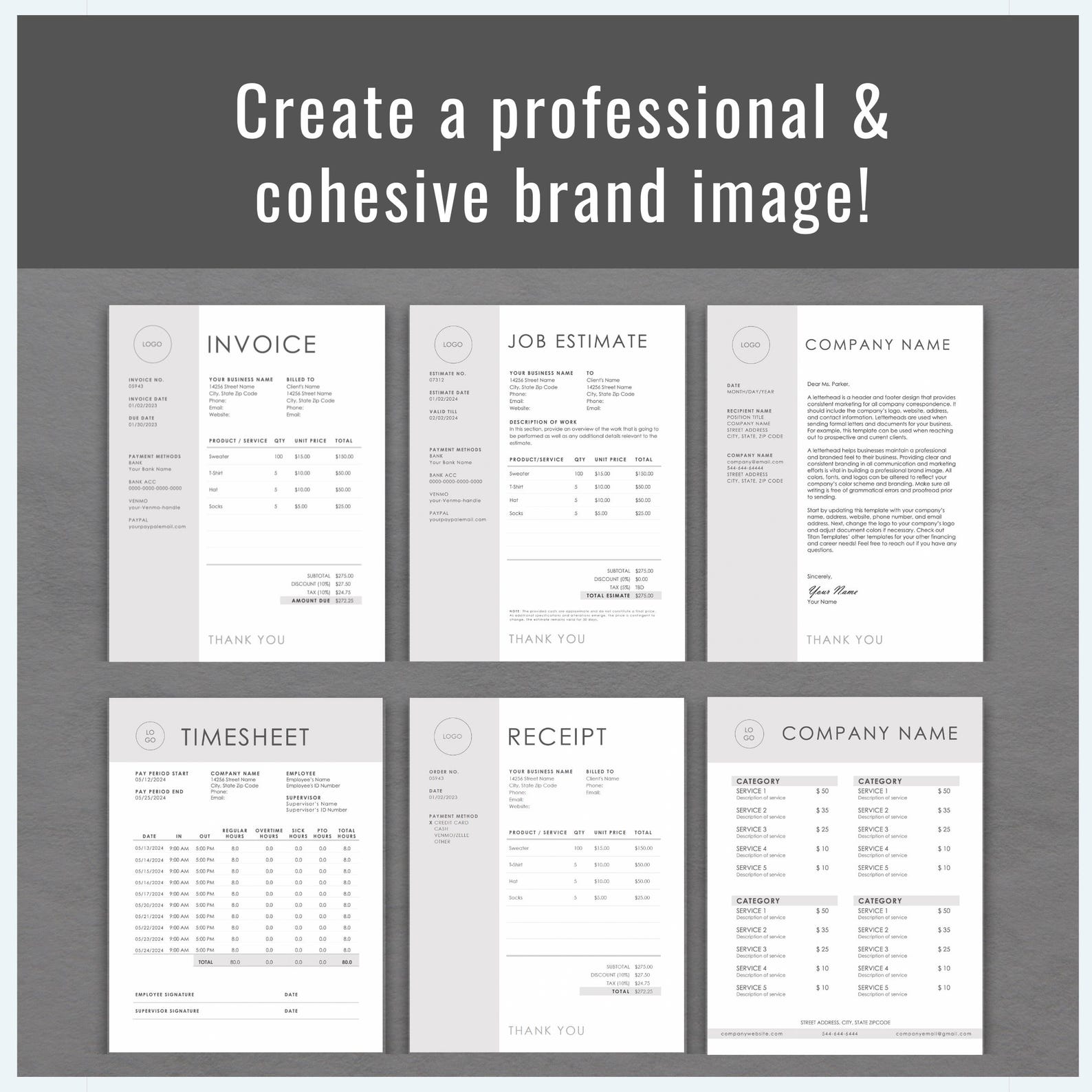 Ultimate Business Template Bundle | Invoice, Letterhead, Receipt ...